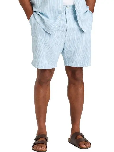 OAK HILL BY DXL Big & Tall Striped Cabana Shorts - Blue Multi