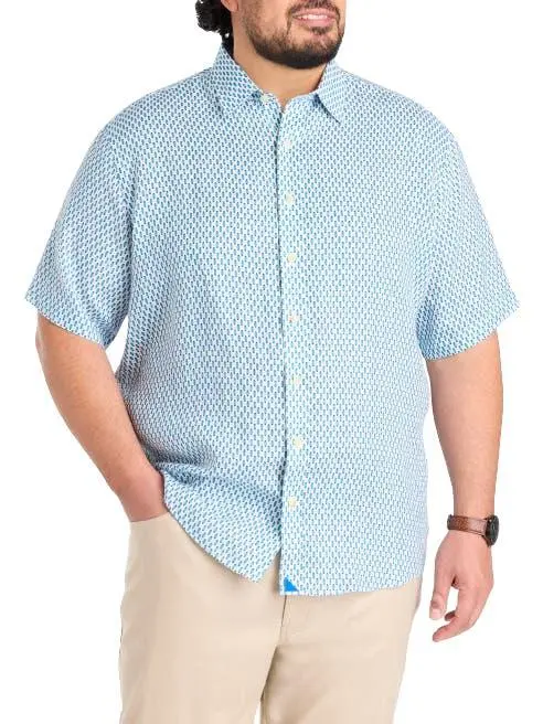 UNTUCKIT FIT BY DXL Big & Tall Redcroft Linen Sport Shirt - Blue