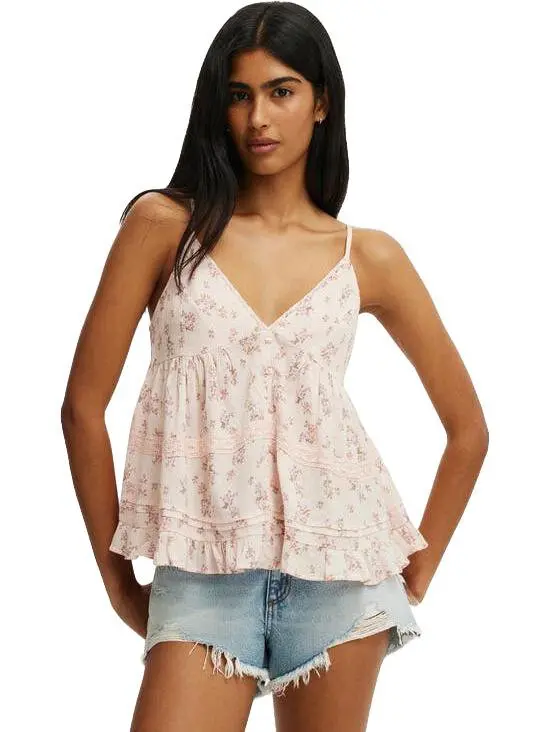 COTTON ON Billie Lace Babydoll Cami - Jenna Ditsy Pink