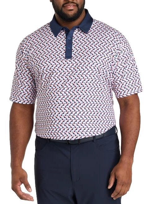 CALLAWAY Big & Tall Resort Geometric Print Polo Shirt - Peacoat