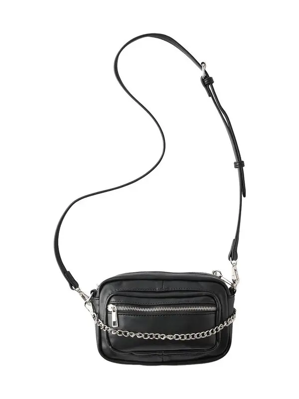 COTTON ON Edie Crossbody Bag With Chain Detail - Black Pu