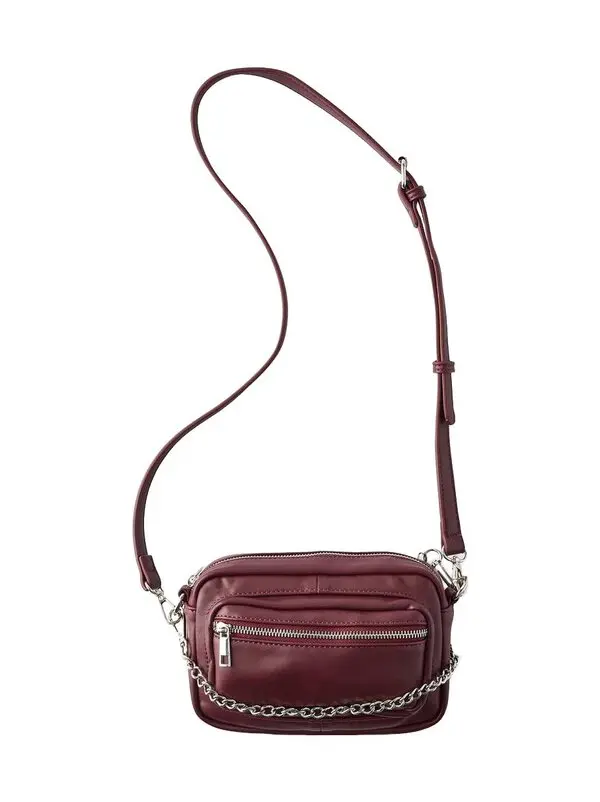COTTON ON Edie Crossbody Bag With Chain Detail - Burgundy Pu