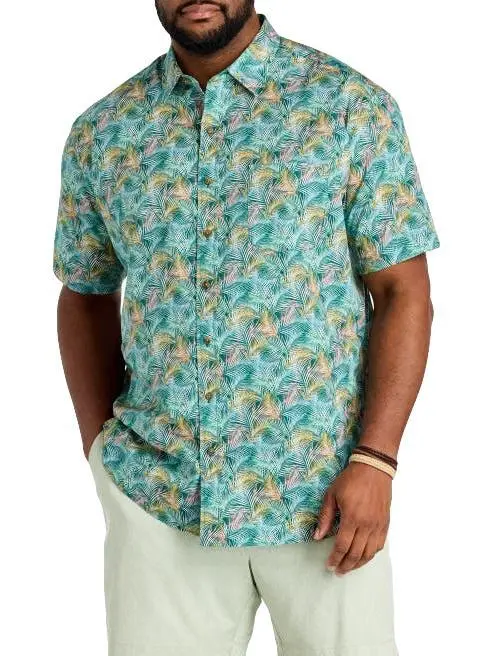 OAK HILL BY DXL Big & Tall Palm Leaf Sport Shirt - Multi