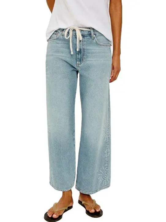 Rails Angeleno Drawstring Crop Wide Leg Jeans - Soleil Laser