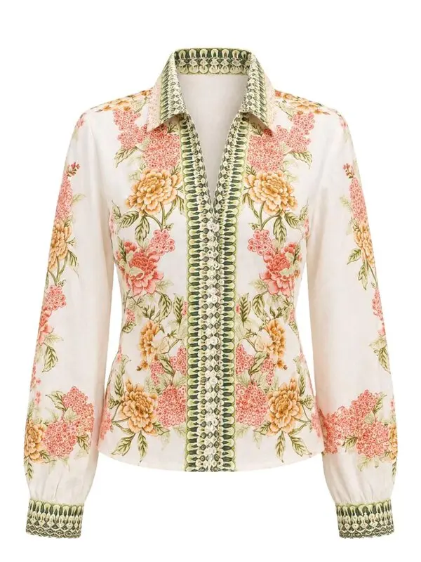 RAISHMA Amani Printed Shirt - White