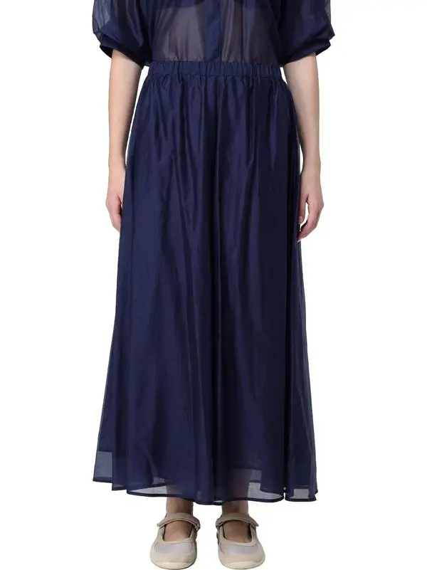 MEIMEIJ Cropped Trousers In Lycra And Chiffon - Blue