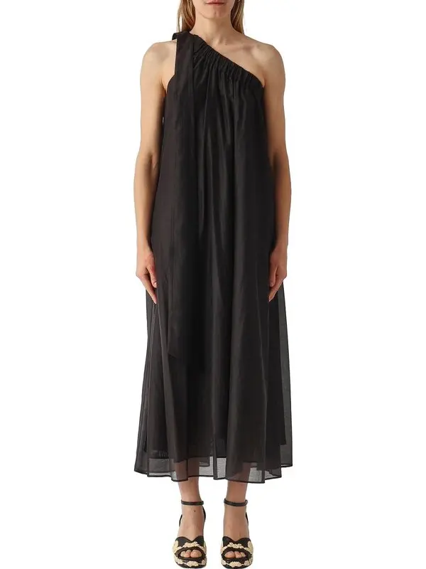MEIMEIJ One-shoulder Gathered Midi Dress - Black