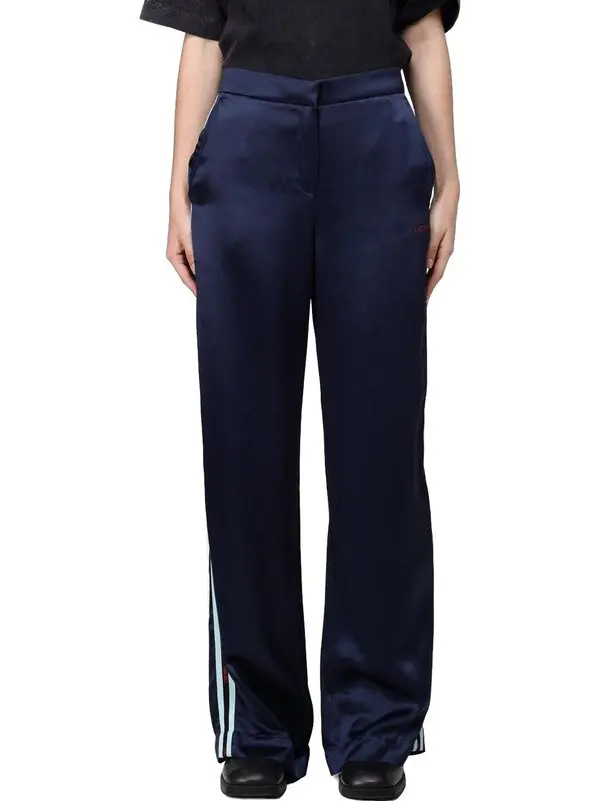 Off-White Satin Straight Trousers - Blue