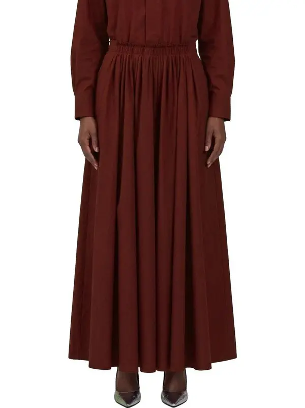 SA SU PHI Cotton Blend Long Skirt - Red