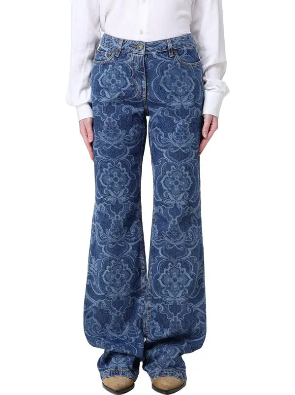 Etro Printed Wide Leg Jeans - Gnawed Blue