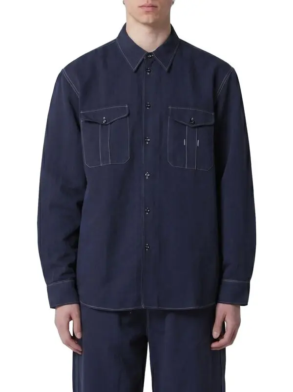 Studio Nicholson Casual Cotton And Linen Shirt - Blue