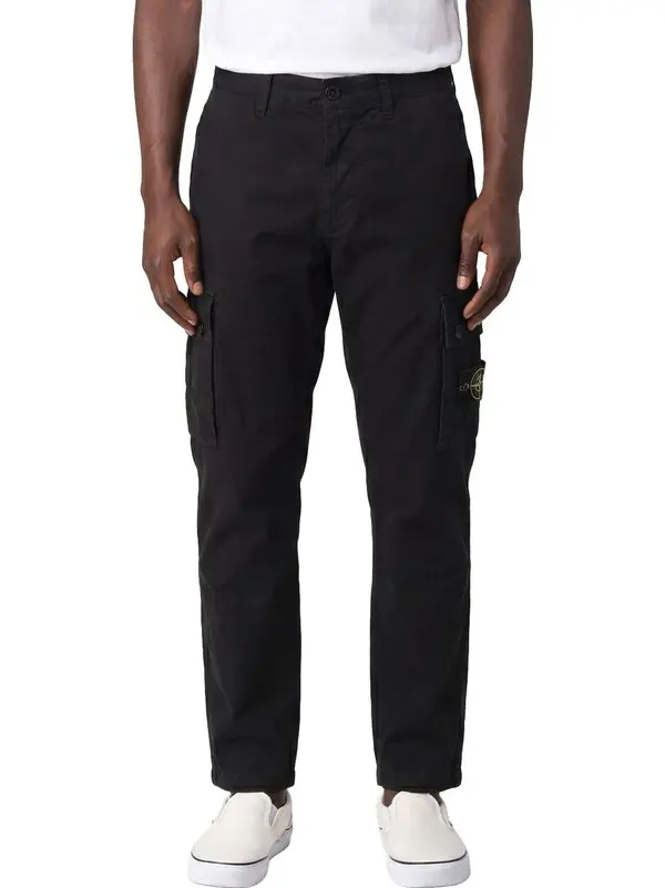 Stone Island Cotton Cargo Trousers - Black