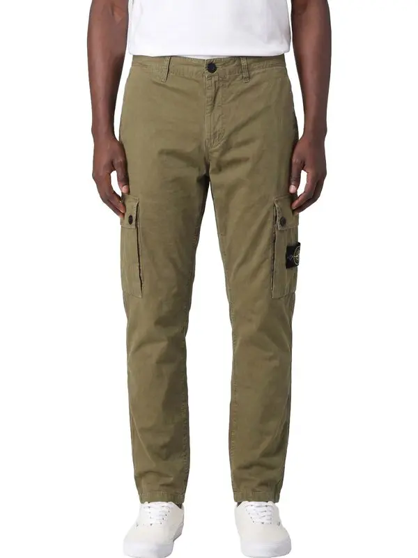 Stone Island Cotton Cargo Trousers - Military