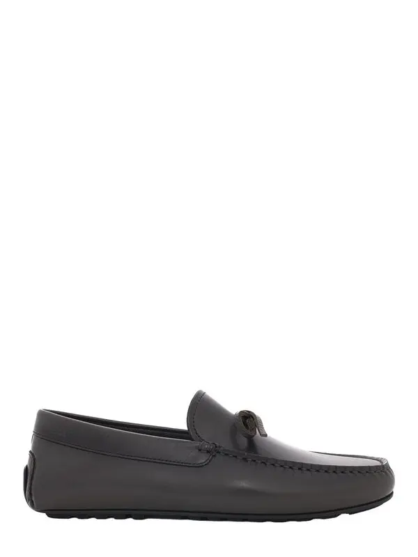 BOSS Smooth Leather Driver Loafers With Rubber Sole - Brown
