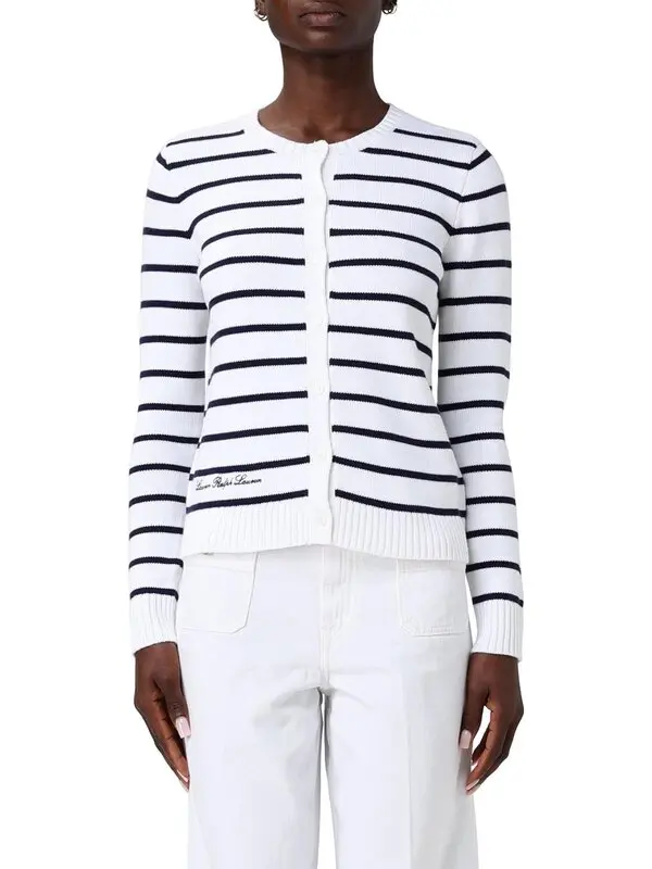 Ralph Lauren Striped Knit Cardigan - White