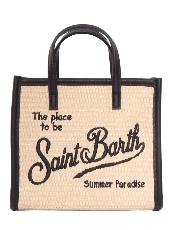 MC2 SAINT BARTH Vivian Mini Raffia Handbag With Faux Leather Details - Rope