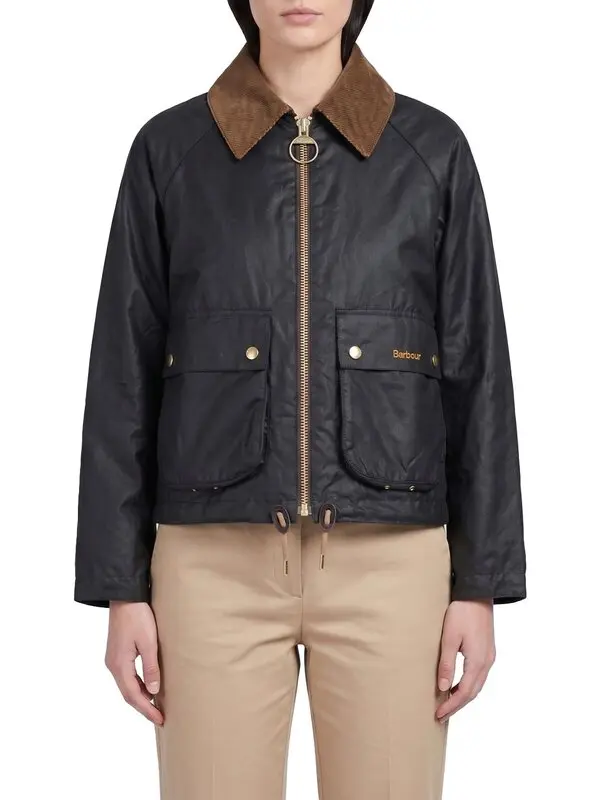 Barbour Waxed Jacket With Corduroy Collar - Brown