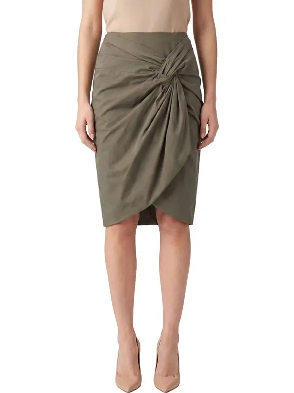 Federica Tosi Asymmetric Cotton Poplin Mini Skirt - Green