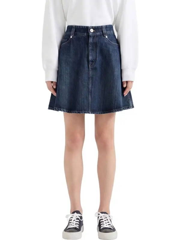 Brunello Cucinelli A-line Skirt - Denim