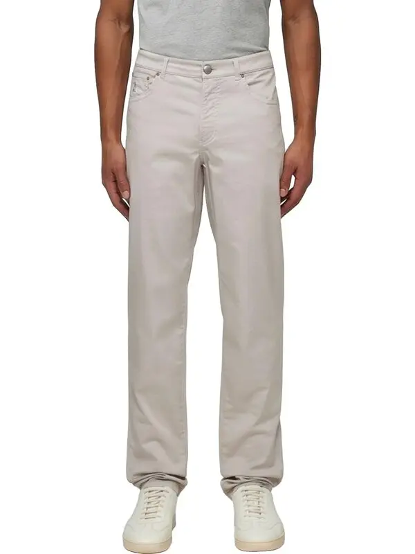 Brunello Cucinelli Cotton Stretch Slim Fit Trousers - Beige