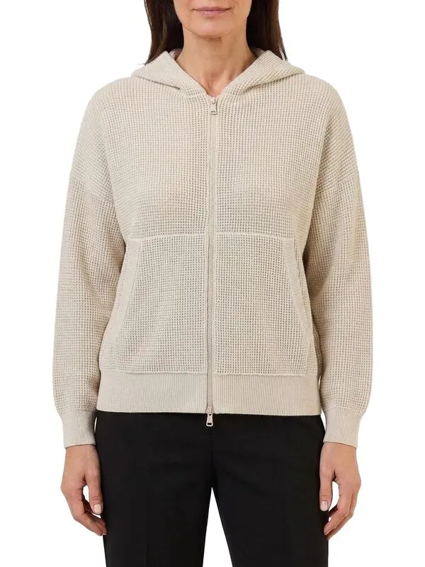 Brunello Cucinelli Textured Knit Zip-up Hoodie - Beige