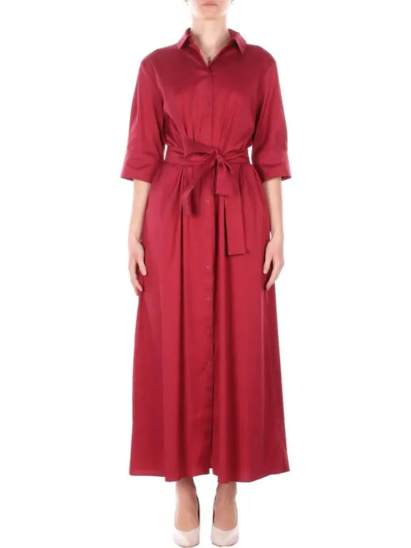 Max Mara Belted Shirt Dress - Red