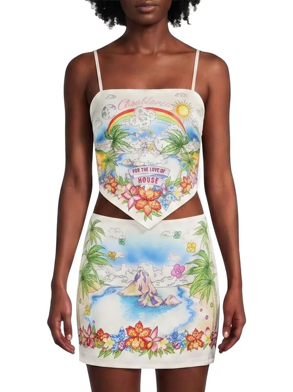 Casablanca Printed Halter Top - Multicolor