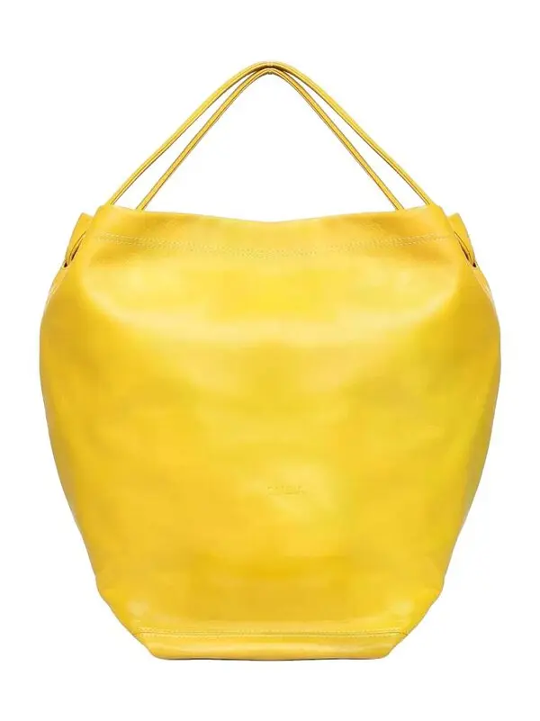 BIASIA Logo-debossed Leather Tote Bag - Yellow