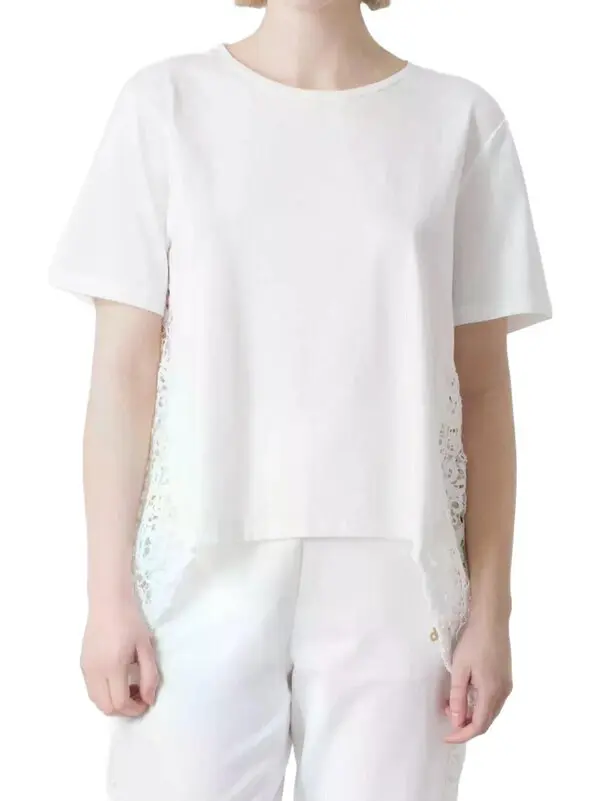 DIMENSIONE DANZA Asymmetric Lace-panel T-shirt - White