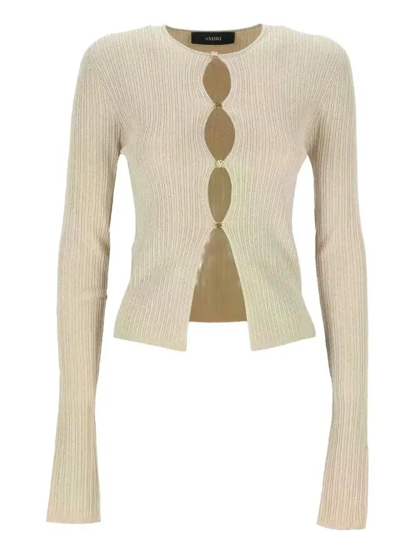 Amiri Ribbed-knit Cutout Jumper - Neutrals