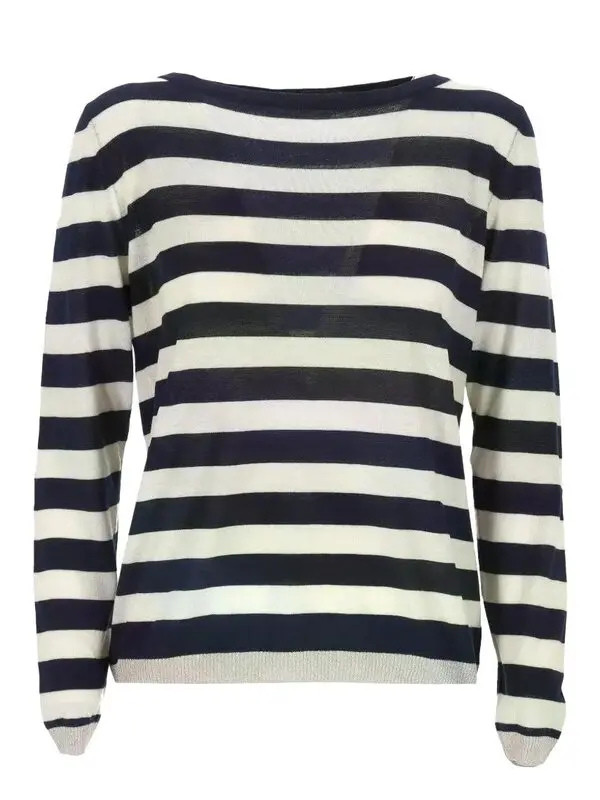 GRAN SASSO Striped Long Sleeve Top With Metallic Trim - Blue
