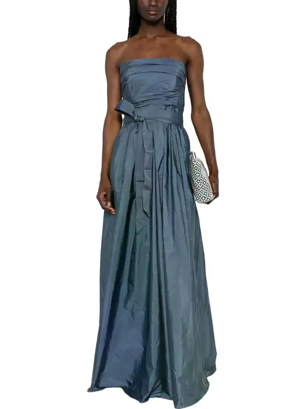 Max Mara Strapless Belted Maxi Dress - Blue