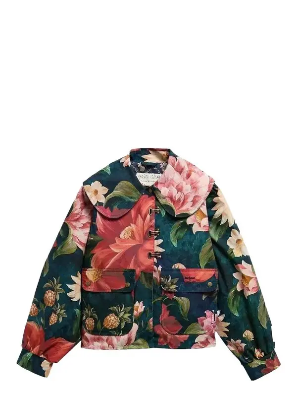 Barbour X Farm Rio Floral Print Collared Jacket - Green