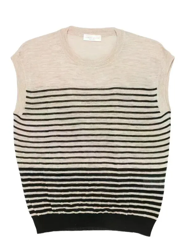 ROBERTO COLLINA Striped Sleeveless Crew Neck Sweater - Neutrals
