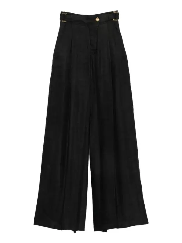Elisabetta Franchi Palazzo Pants With Buckle Detail - Black