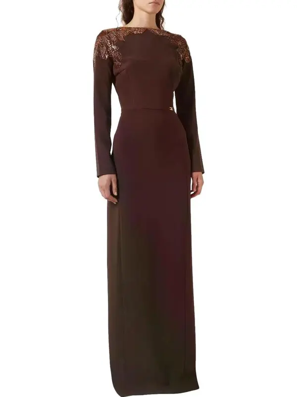 Elisabetta Franchi Sequin Embellished Maxi Dress - Brown