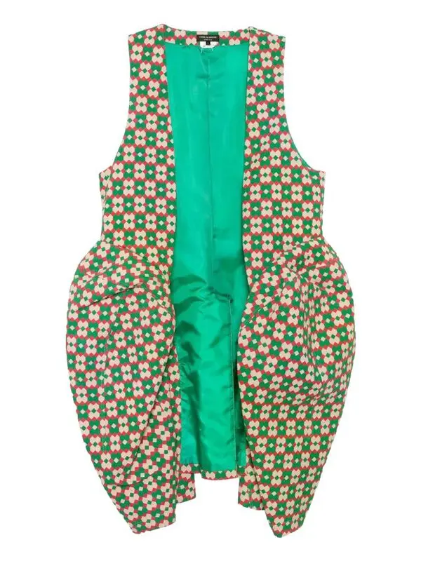 Comme Des Garçons Geometric Pattern Sculptural Coat - Green