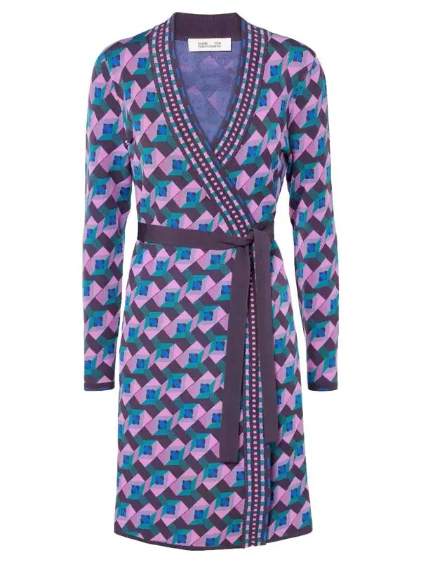 Diane Von Furstenberg Geometric Print Wrap Dress - Purple