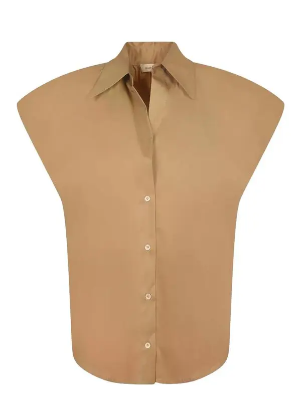 BLANCA VITA Sleeveless Cap-shoulder Shirt - Neutrals