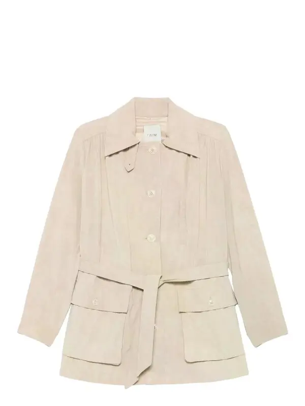 RAME Belted Pleated Jacket - Neutrals