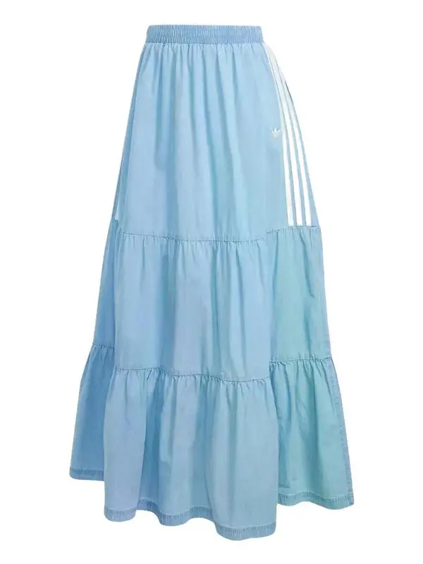 Adidas Tiered Maxi Skirt With Side Stripe Detail - Blue