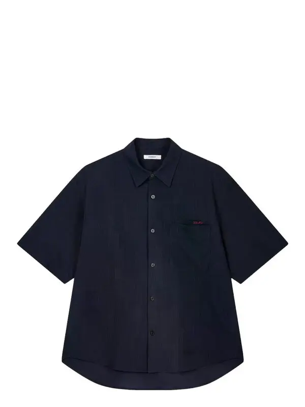STUDIO TOMBOY Short-sleeve Seersucker Shirt - Blue