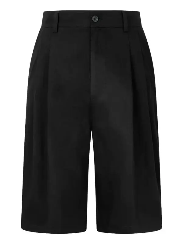 STUDIO TOMBOY Pleated Tailored Cotton Shorts - Black