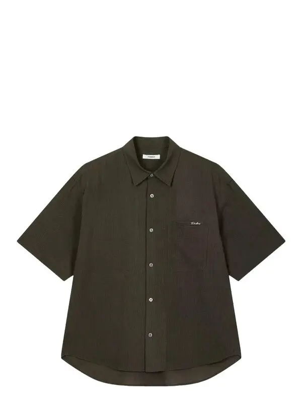 STUDIO TOMBOY Seersucker-textured Short-sleeved Shirt - Green