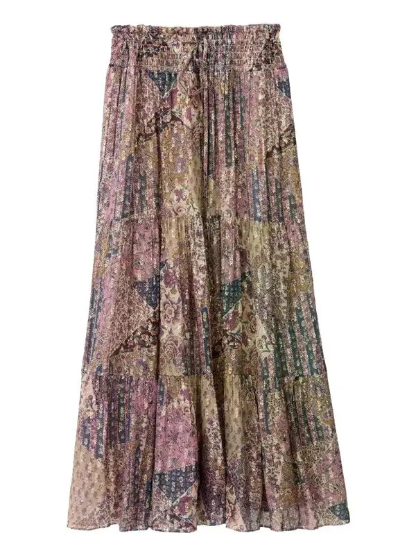 Ba&sh Pitsy Paisley-print Tiered Maxi Skirt - Pink