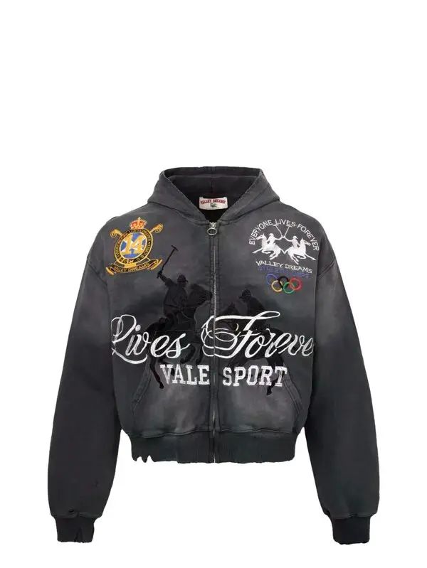 VALE FOREVER Zip-up Hoodie With Graphic Print - Black