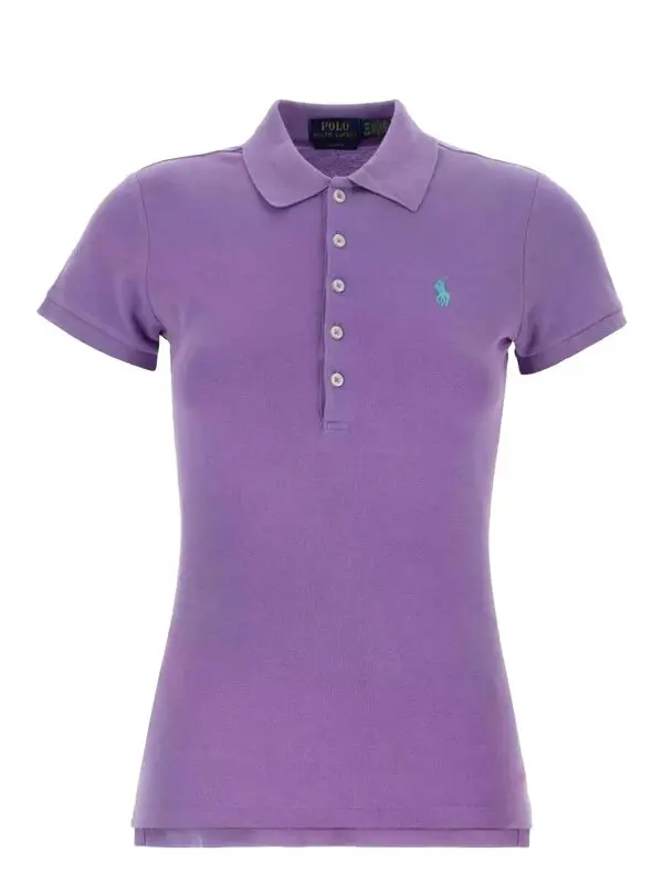 Polo Ralph Lauren Embroidered Logo Piqué Polo Top - Purple