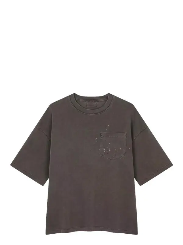 STUDIO TOMBOY Paint-splatter Chest-pocket T-shirt - Brown