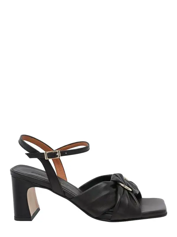ANGEL ALARCON Ring Detail Knotted Block Heel Sandals - Black