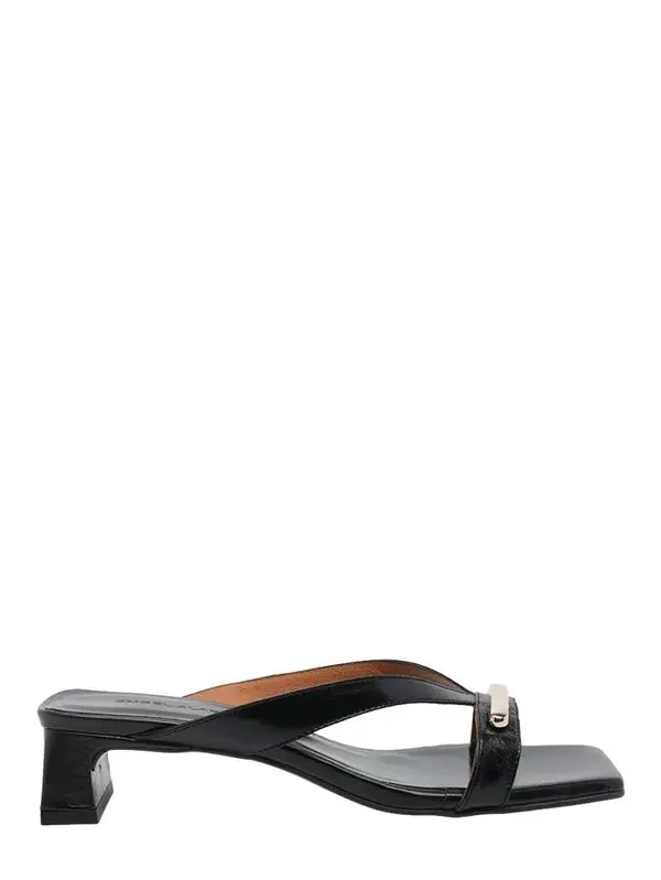 ANGEL ALARCON 40mm Leather Heeled Sandals - Black